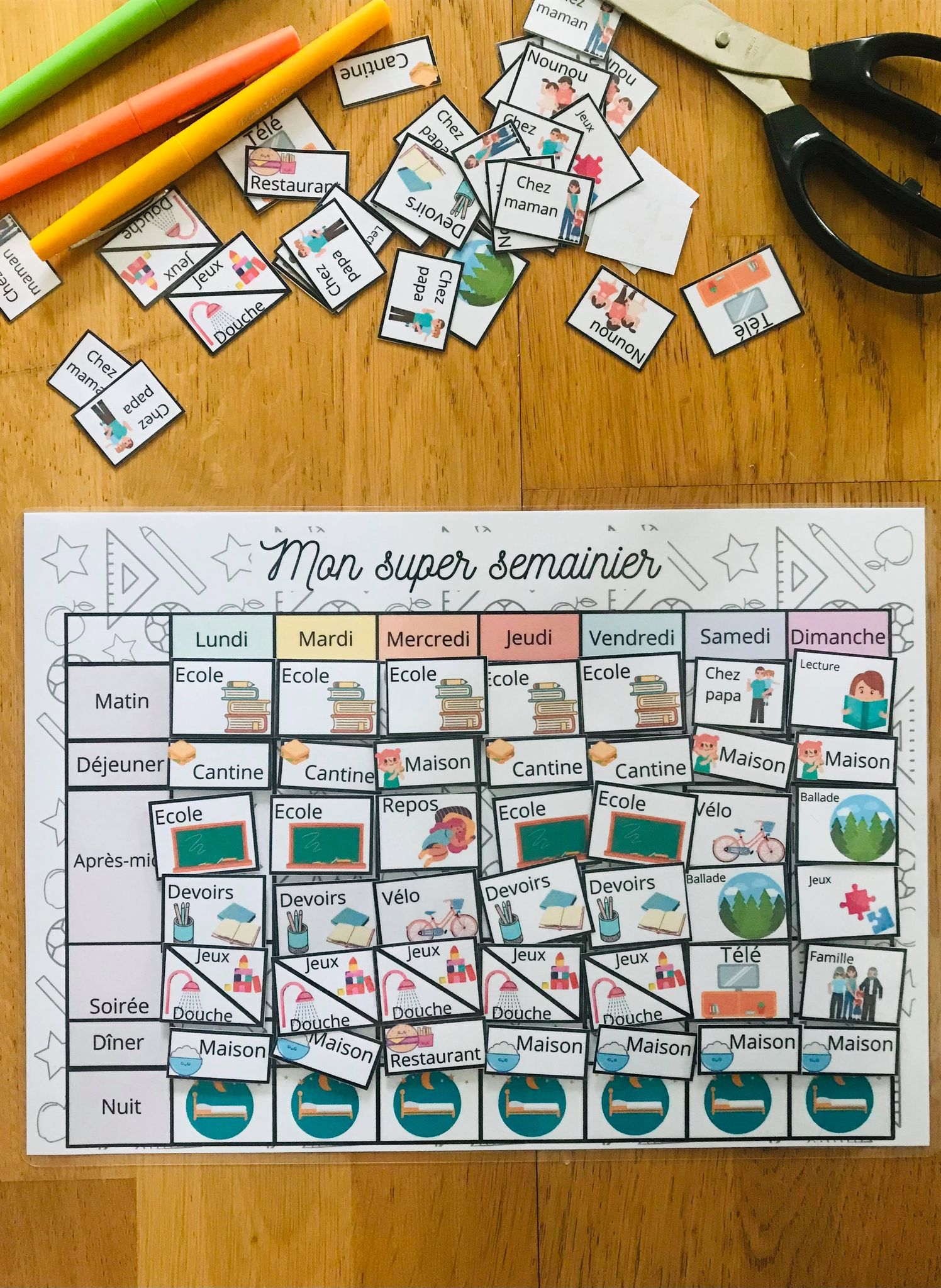 Planning de la semaine pour enfant prêt à l'usage - Kreakids