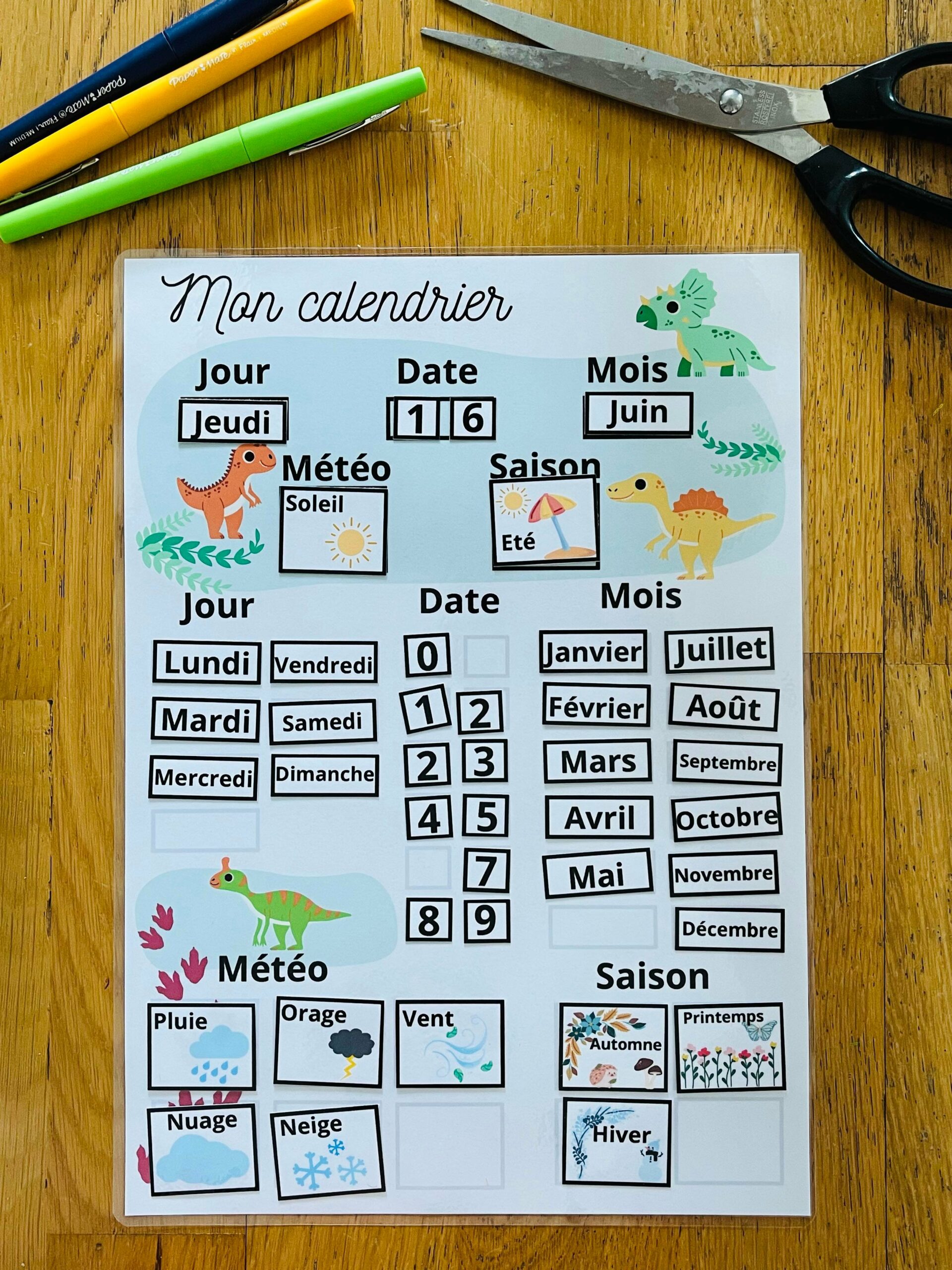 Calendrier pour enfant dinosaure - Kreakids