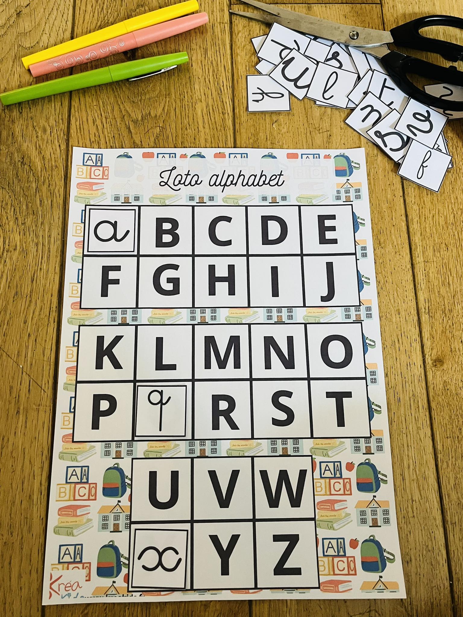 Loto alphabet gratuit à imprimer - Kreakids