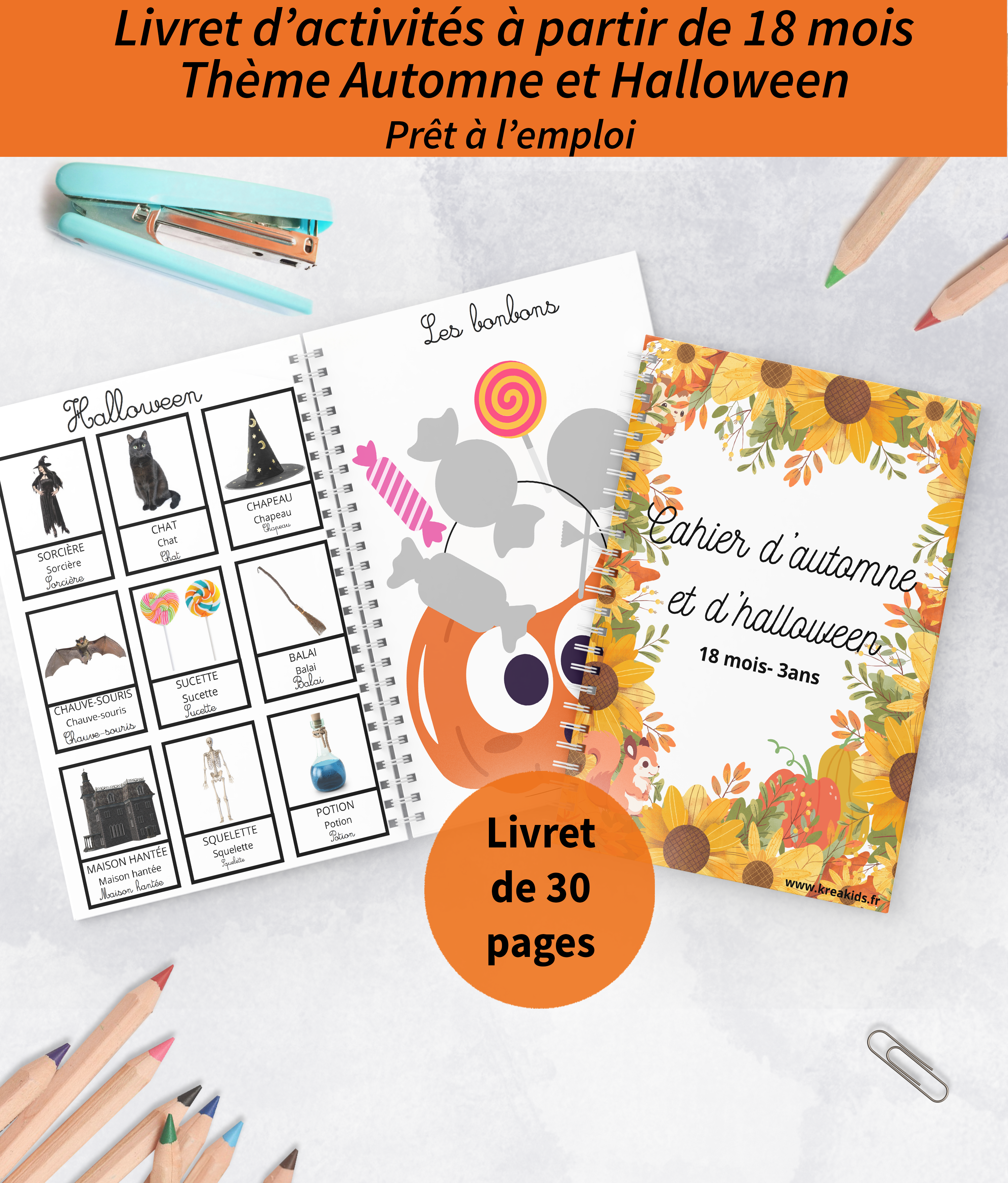 Cahier activités halloween et automne 18 mois et plus - Kreakids