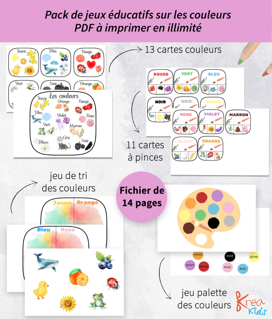 PDF de jeux éducatifs sur les couleurs - Kreakids